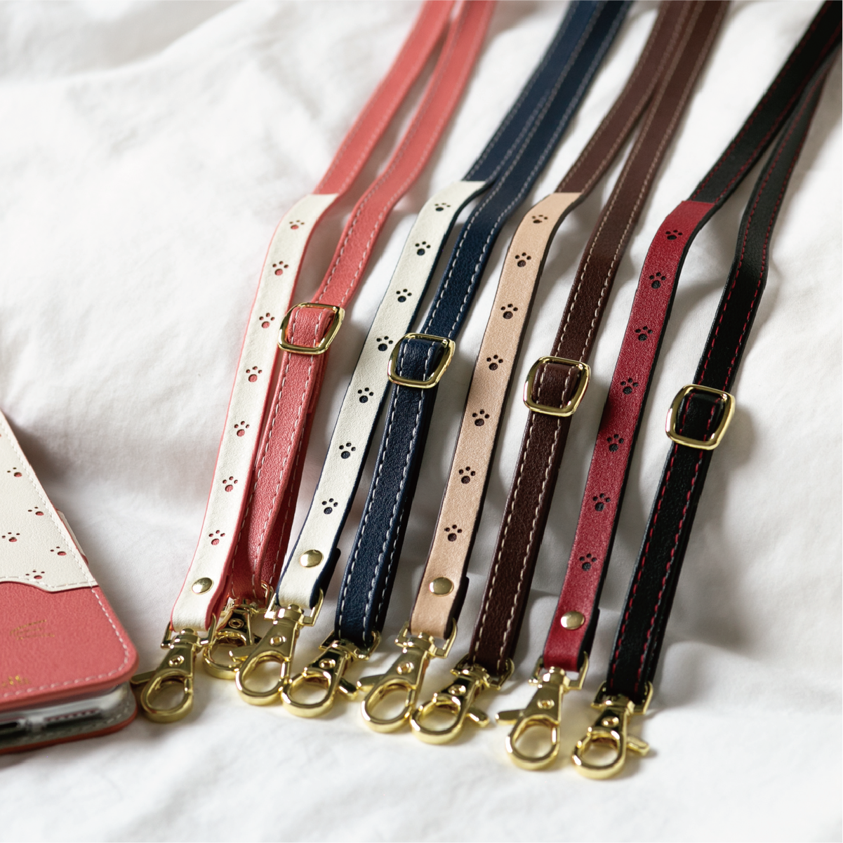 万能ネック＆ショルダーストラップ Minette - かわいい猫の足跡デザイン- NATURAL fun